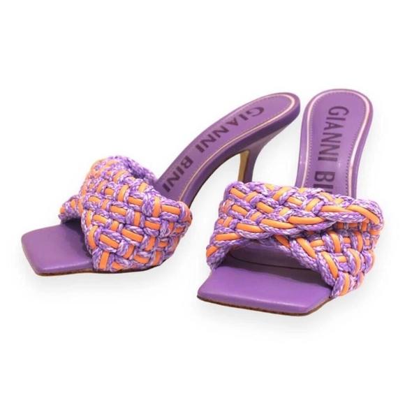 Gianni Bini Shoes Gianni Bini Bibby Woven Leather Corded Square Toe Sandals Sz 65 Poshmark